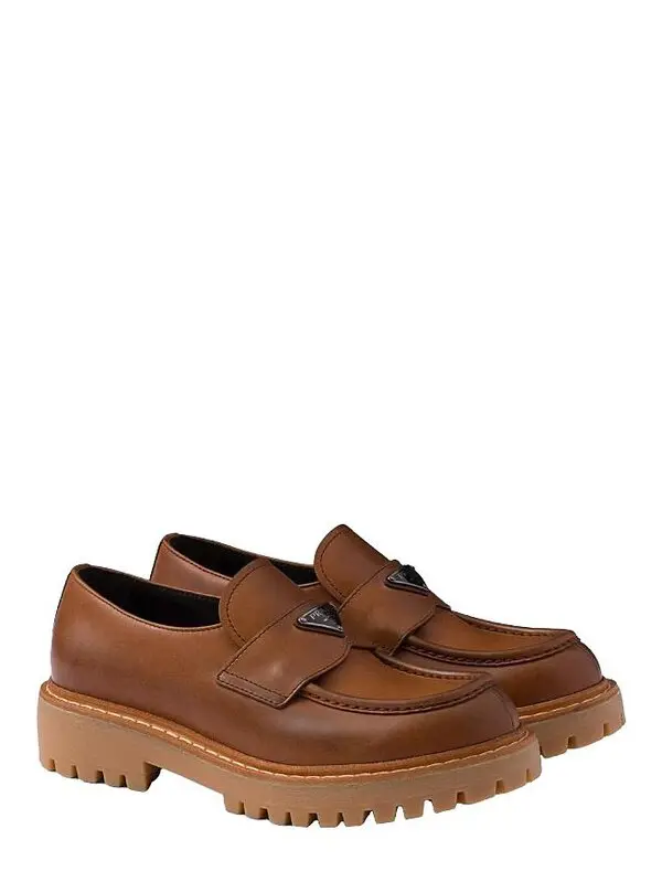 Prada Leather Loafers - Brown