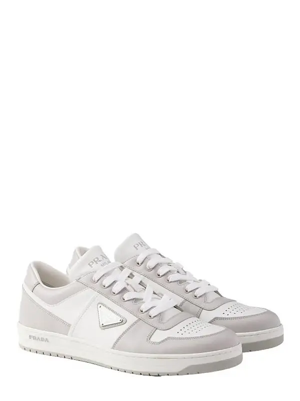 Prada Downtown Leather Sneakers - White Natural