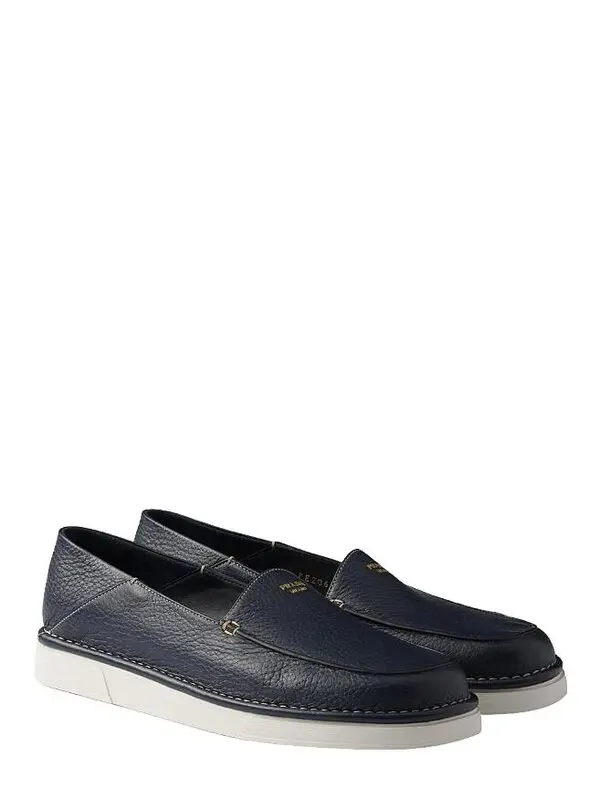 Prada Leather Slip-on Loafers - Blue