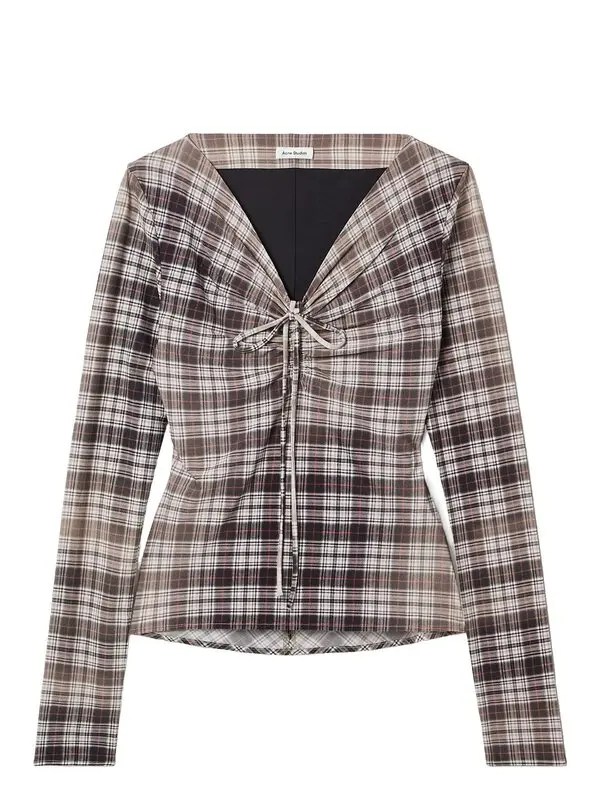 Acne Studios Ruched Checked Stretch-jersey Top - Multi