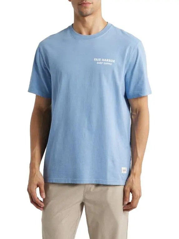 FAIR HARBOR Saltaire Organic Cotton Graphic T-shirt - Light Blue Surf The Wave (481)