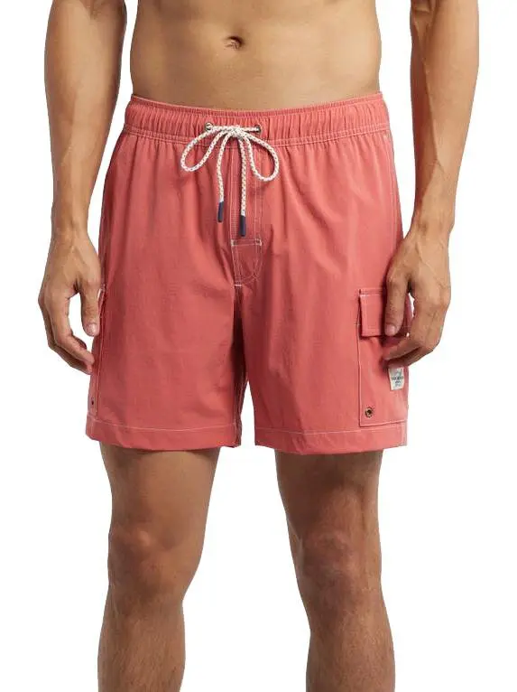 FAIR HARBOR Breaker Water Repellent Swim Trunks - Washed Red