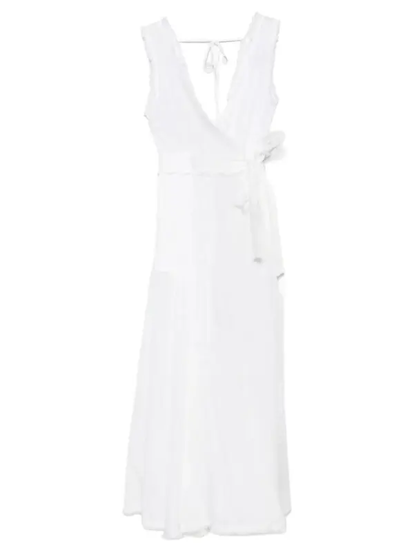 P.a.r.o.s.h Fringe-detailed Midi Dress - White