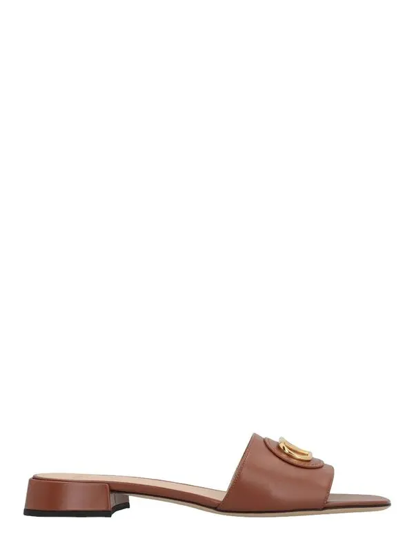 Valentino Garavani Vlogo Signature Leather Slides - Brown