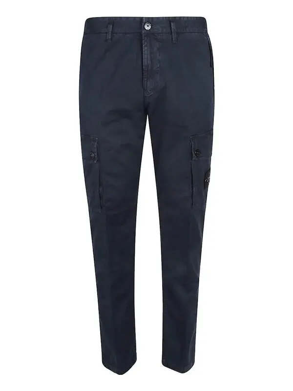 Stone Island Slim Fit Cotton Blend Trousers - Blue