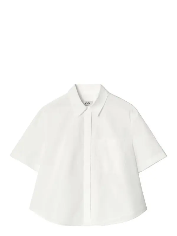 Cos Cropped Cotton Shirt - White