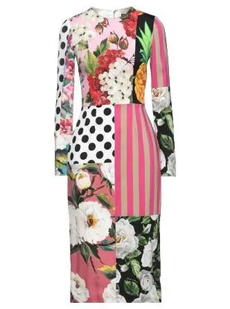 Dolce & Gabbana Floral-print Crepe Midi Dress - Pink