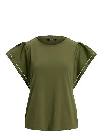 Ralph Lauren Jersey Flutter-sleeve Top - Green