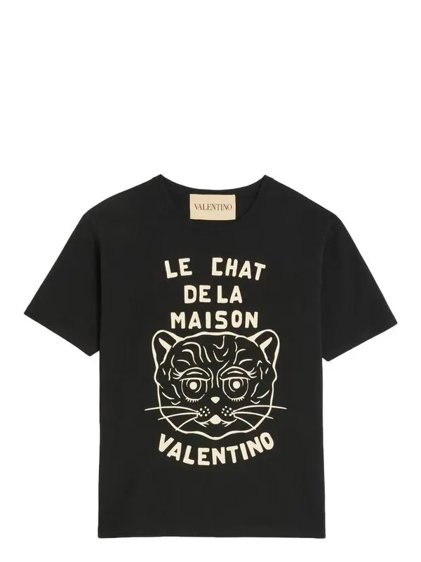 Valentino Garavani T-shirt With Le Chat De La Maison - Black/butter