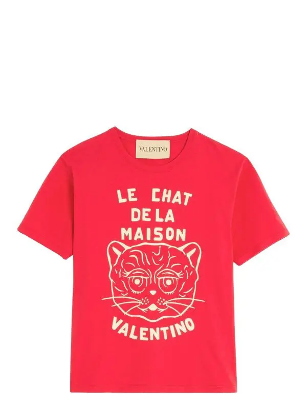Valentino Garavani T-shirt With Le Chat De La Maison - Red/butter