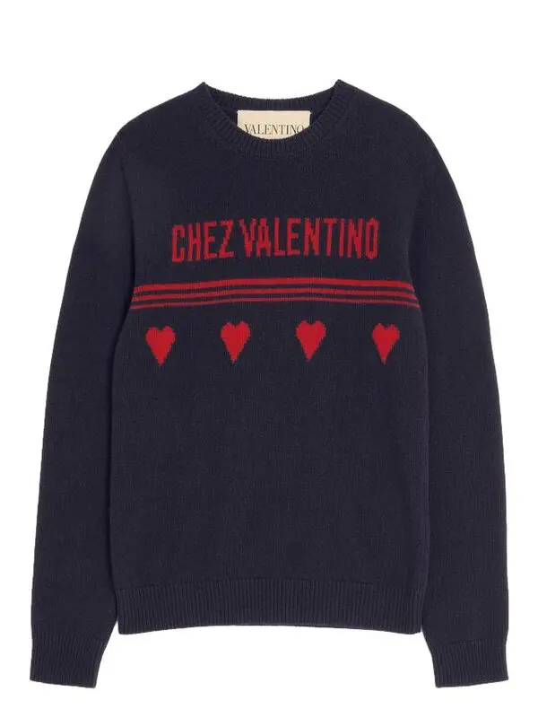 Valentino Garavani Chez Jacquard Wool Jumper - Blue/red