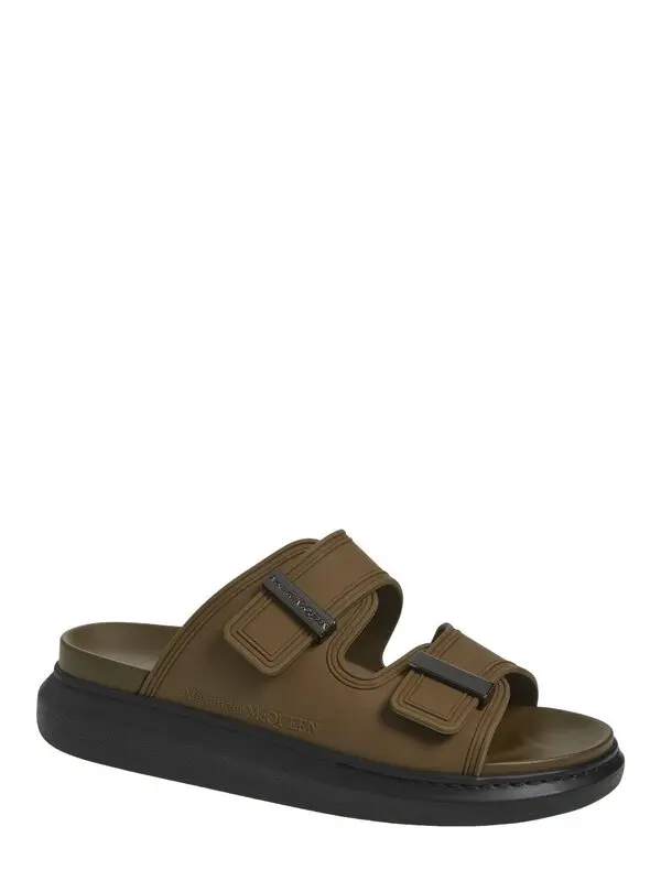 Alexander McQueen Oversized Hybrid Slide Sandal - Pewter Black Gunmetal