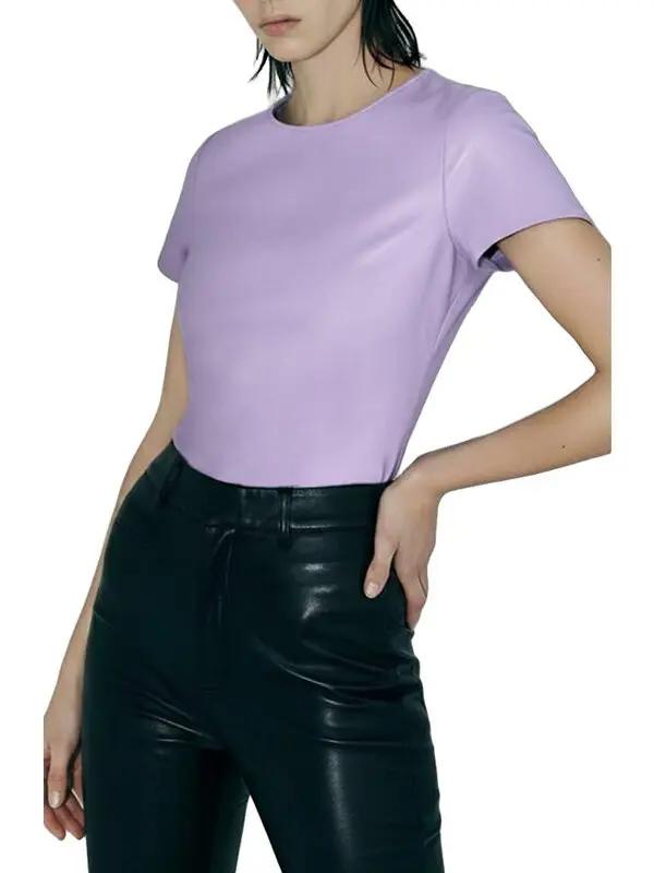 AS By DF Stretch Leather Tee - Pastel Lilac