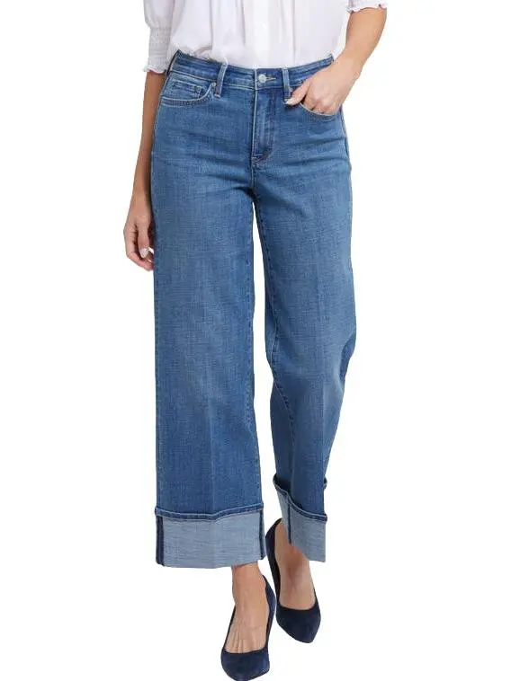NYDJ Teresa Cuffed Ankle Wide Leg Jeans - Stillwater Lake