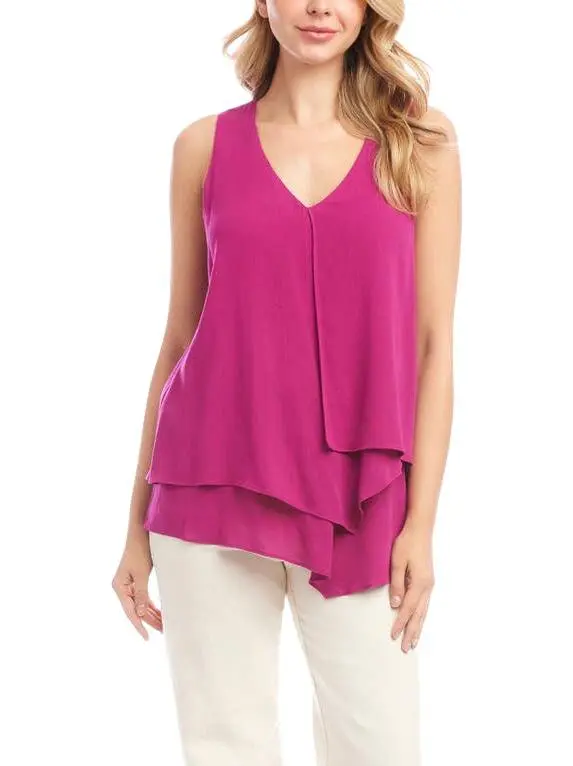 Karen Kane Drape Layered Tank - Magenta
