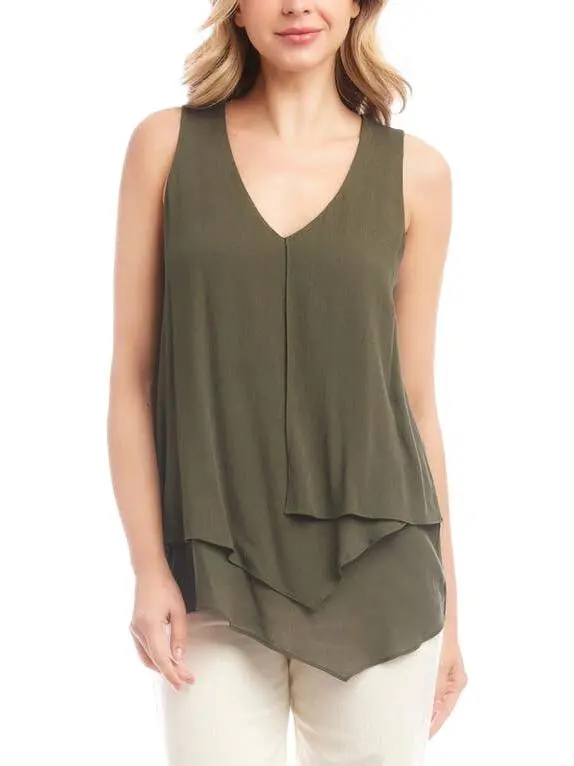 Karen Kane Drape Layered Tank - Olive