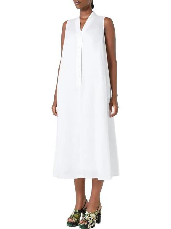 Marina Rinaldi Tema Sleeveless Linen Dress - Optical White