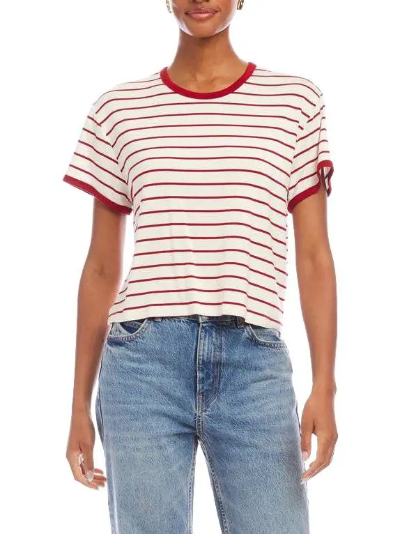 Fifteen Twenty Courtney Stripe Ringer Neck T-shirt - Red