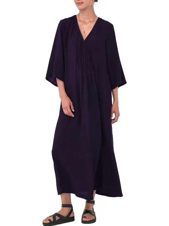 OCEAN+MAIN Caftan With Rouched Front - Aubergine