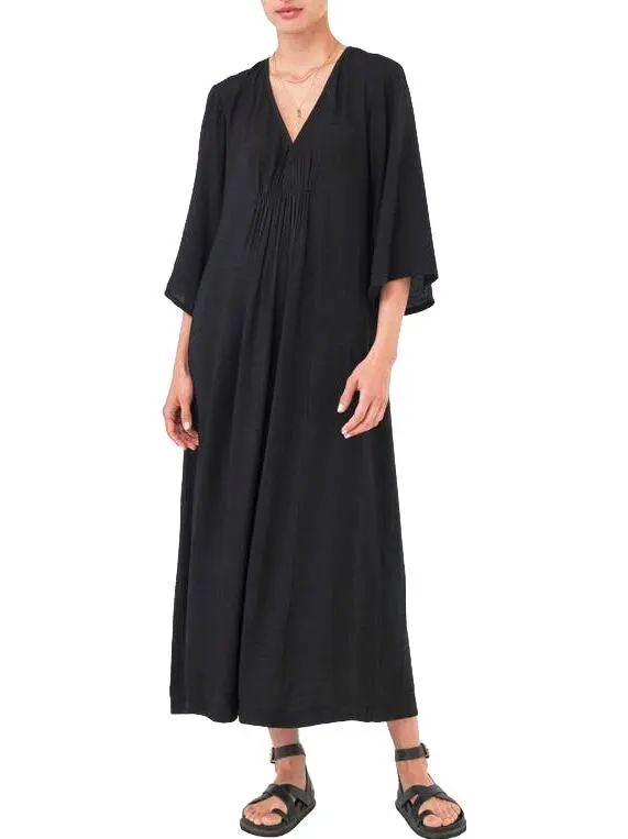 OCEAN+MAIN Caftan With Rouched Front - Black