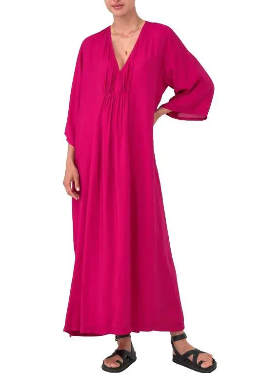 OCEAN+MAIN Caftan With Rouched Front - Fuchsia