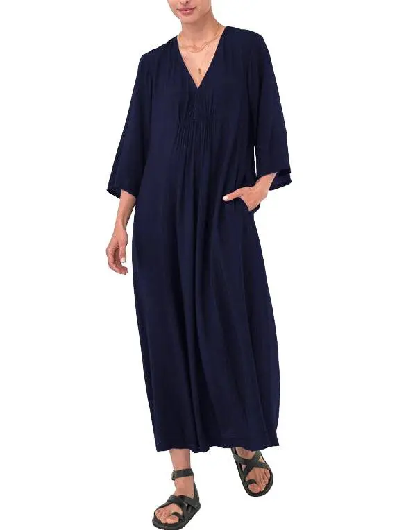 OCEAN+MAIN Caftan With Rouched Front - Navy