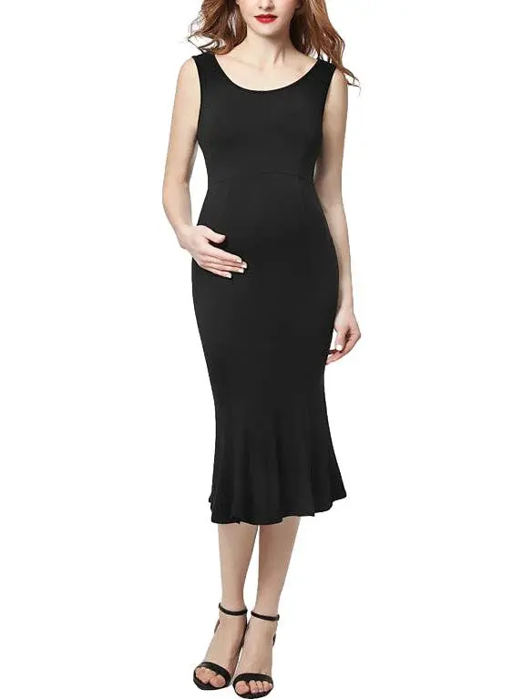 KIMI + KAI Bria Maternity Mermaid Midi Dress - Black