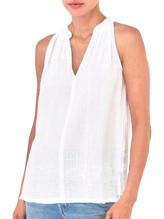 OCEAN+MAIN Sleeveless Gauze Top - White