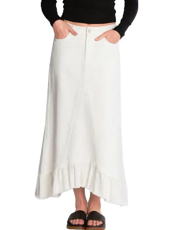 WASH LAB DENIM Pieced Ruffle Maxi Skirt - Stone White