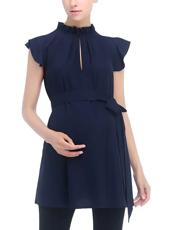 KIMI + KAI Karlena Flutter Sleeve Maternity Top - Navy