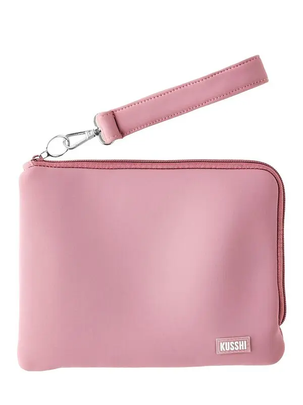 KUSSHI Neoprene Wristlet Clutch - Mauve/ Stone
