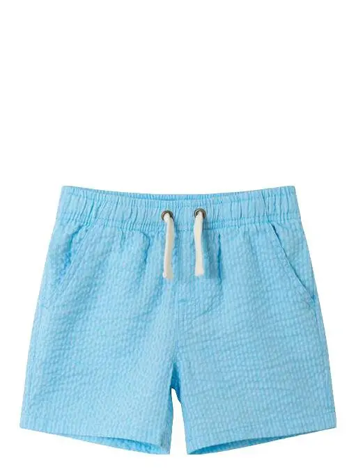Andy & Evan Seersucker Drawstring Shorts - Blue Stripe