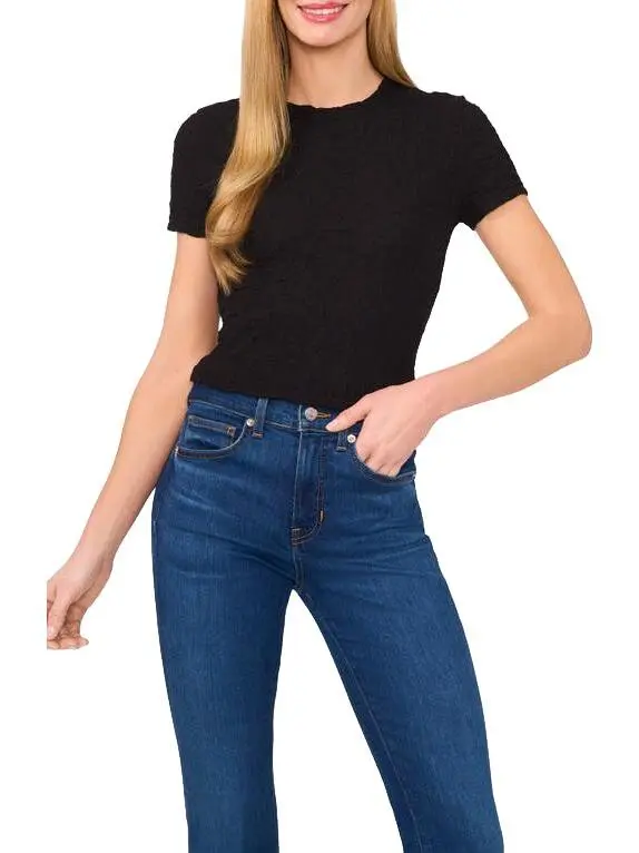 CECE DUPRAZ Puckered Knit Baby Tee - Rich Black