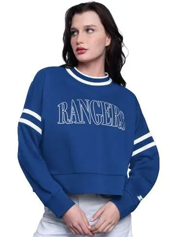 STARTER New York Rangers Power Play Cropped Pullover - Blue