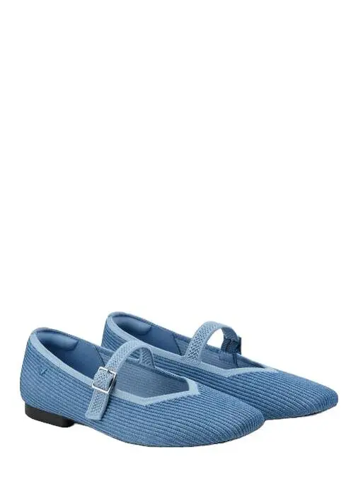 Vivaia Margot Mary-jane Square-toe Ballet Flats - Denim Blue