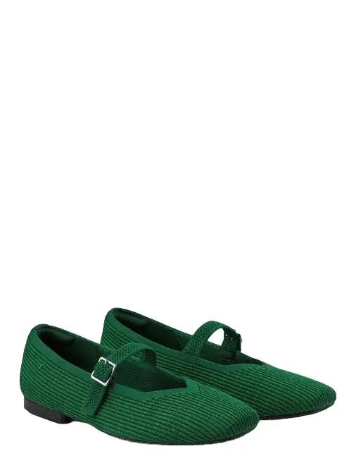 Vivaia Margot Mary-jane Square-toe Ballet Flats - Forest Green