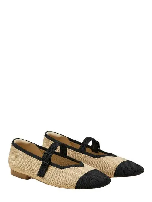 Vivaia Margot Mary-jane Square-toe Ballet Flats - Nude Peach & Black