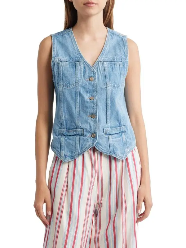 DAMSON MADDER Helly Denim Vest - Blue