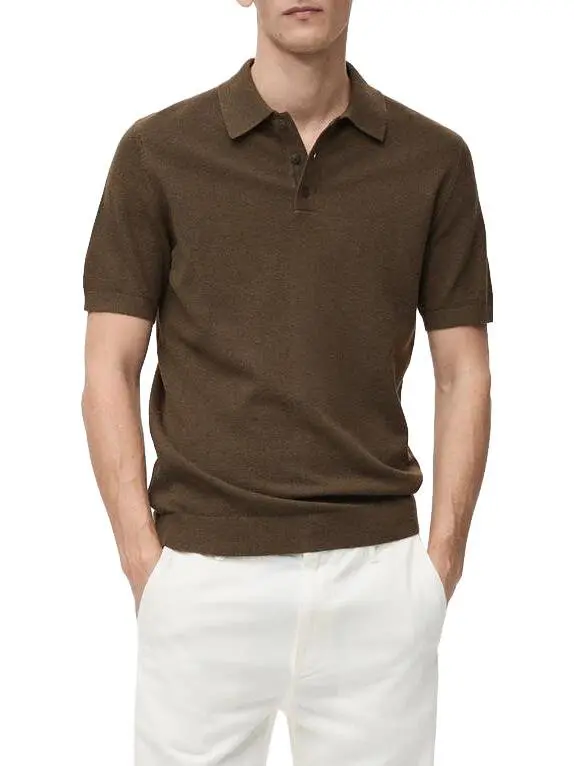 Mango Slim Fit Polo - Brown