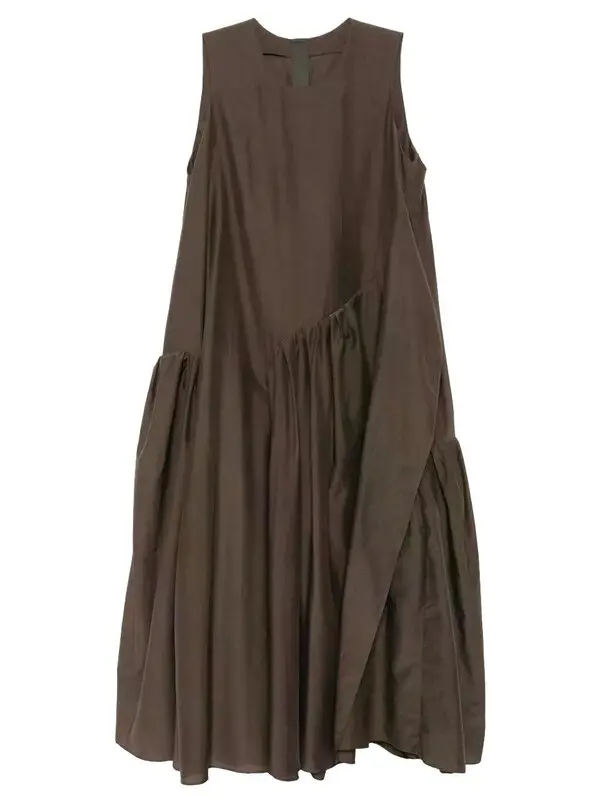 JNBY Pleated Asymmetric-hem Dress - Brown