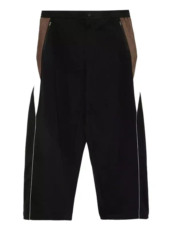 CROQUIS Side-striped Knitted Trousers - Black