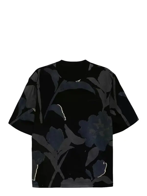 CROQUIS Plant-printed T-shirt - Black