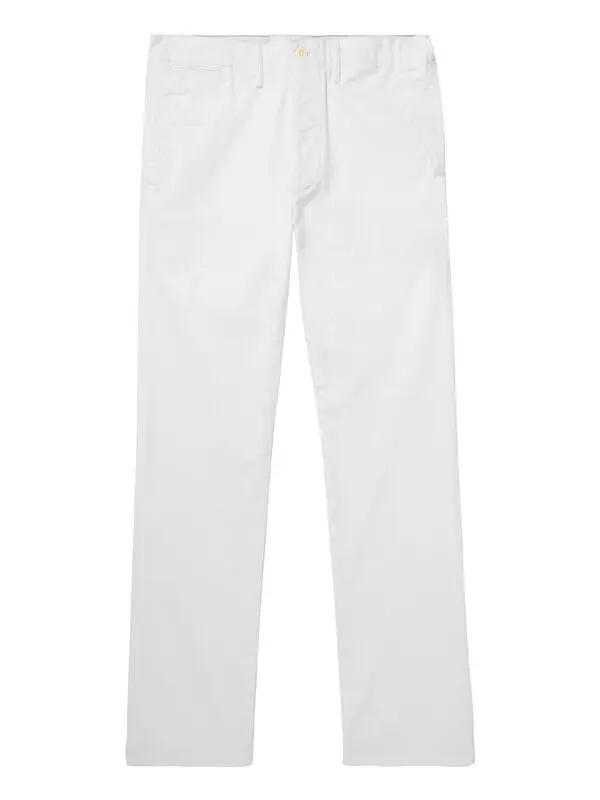 Ralph Lauren Officer's Straight-leg Herringbone Cotton Trousers - White