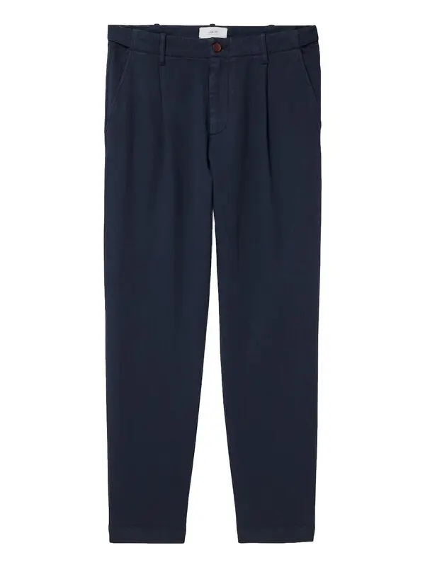 Mr P. Daniel Tapered Pleated Organic Cotton-twill Trousers - Blue