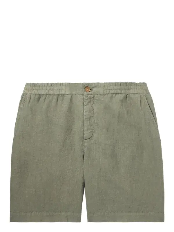 Mr P. Straight-leg Linen Shorts - Green