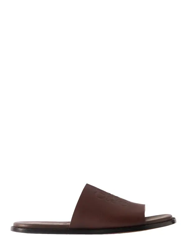 Loewe Paula's Ibiza Logo-debossed Leather Slides - Burgundy