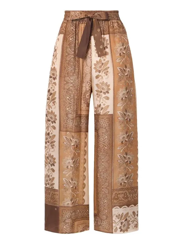Zimmermann Lucky Printed Silk Wide-leg Pants - Brown
