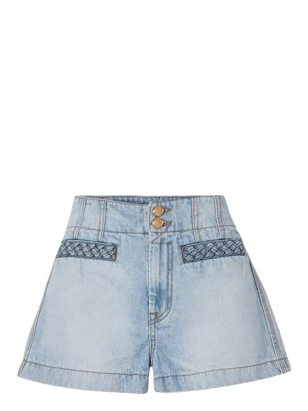 Zimmermann Lucky Braided Denim Shorts - Blue