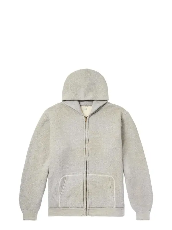 A.PRESSE Cotton-fleece Zip-up Hoodie - Gray