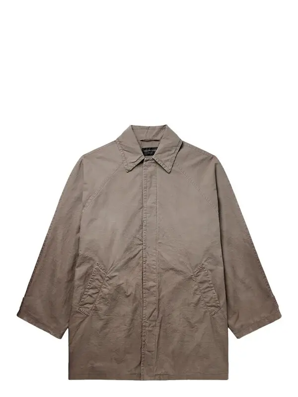 Balenciaga Oversized Distressed Cotton-ripstop Car Coat - Neutrals